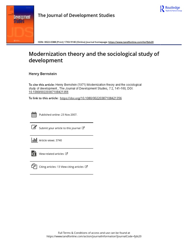 Modernization Theory and The Sociological Study of Development | PDF ...