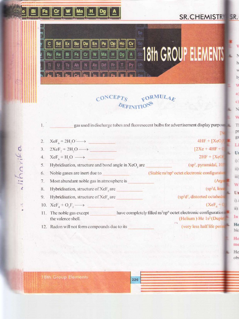 18th Group Elements - Compressed | PDF | Chlorine | Fluorine