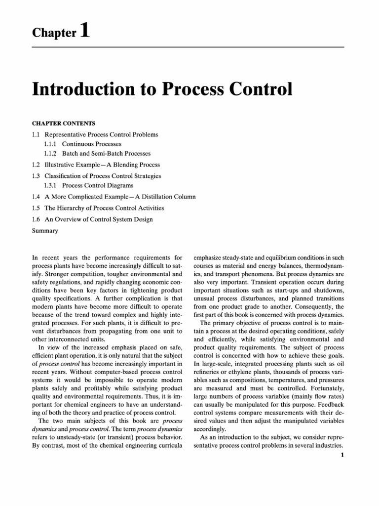Introduction To Process Control: Chapter Contents | PDF | Process ...