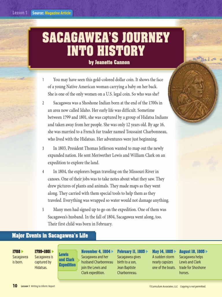 Sacagawea'S Journey Into History: Lesson 1 | PDF | Sacagawea | Lewis ...