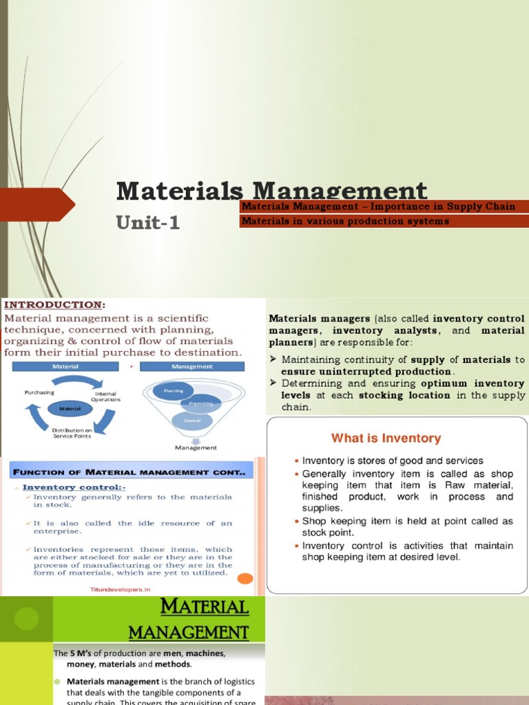 Essentials of Materials Management in Supply Chain | PDF | Economies ...