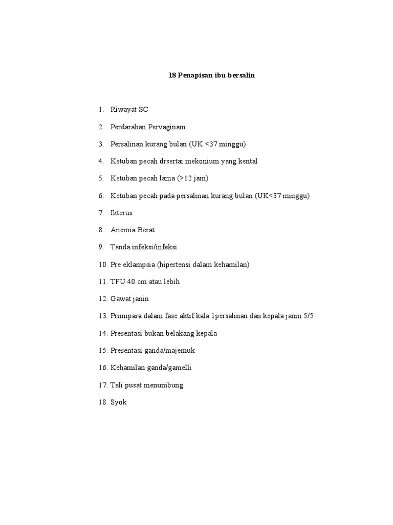 18 Penapisan Ibu Bersalin | PDF