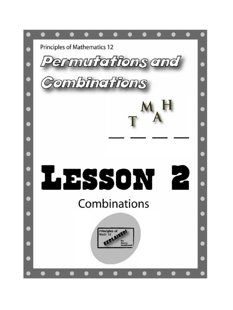 Principles of Math 12 - Permutations and Combinations Lesson 2 | PDF ...