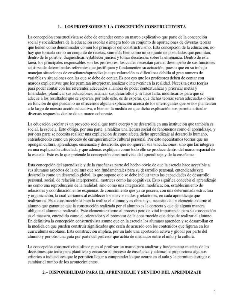 Constructivismo en El Aula de César Coll | PDF