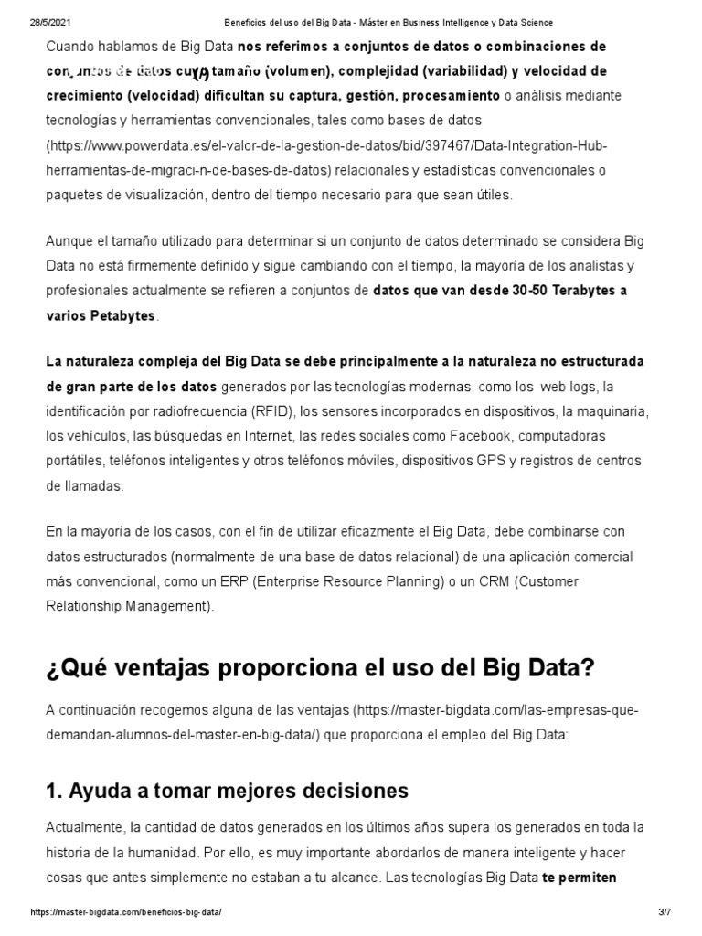 Beneficios Del Uso Del Big Data - Máster en Business Intelligence y ...