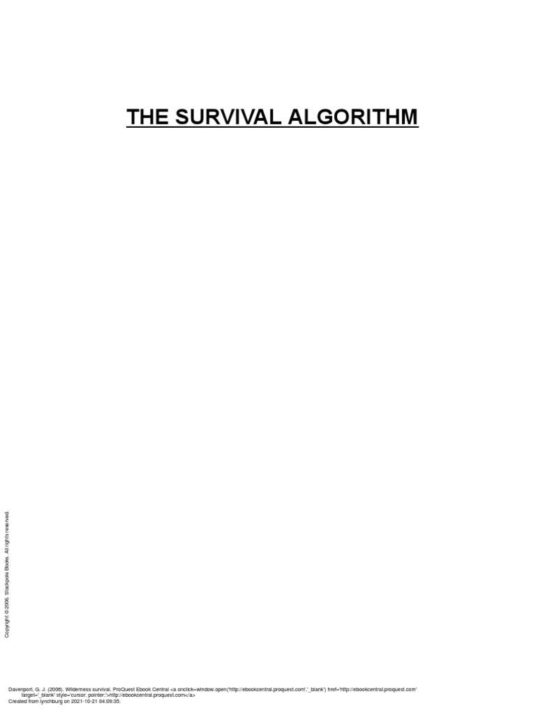 Wilderness Survival - (THE SURVIVAL ALGORITHM) | PDF | Survival Skills
