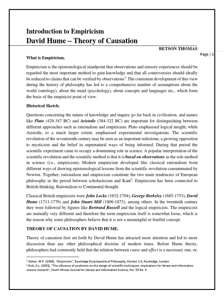David Hume - Theory of Causation Betson | PDF | David Hume | Empiricism