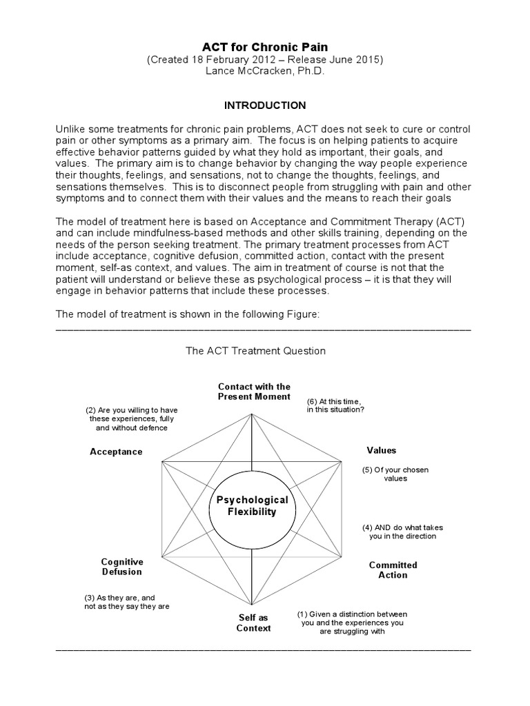 ACT For Chronic Pain Manual McCracken | PDF | Feeling | Thought