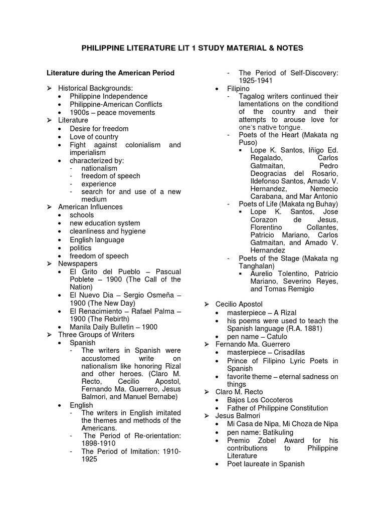 Literature Study Material | PDF | Philippines