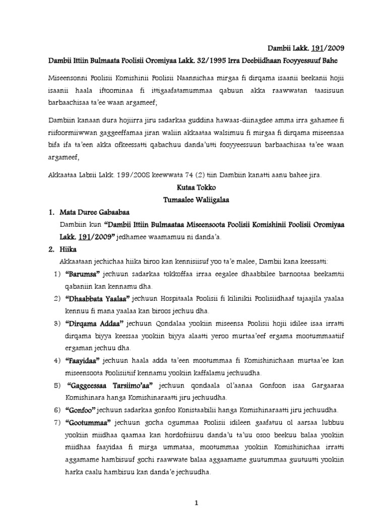 9 Dambii Ittiin Bulmaataa Poolisii Komishinii Poolisii Kaabineen ...