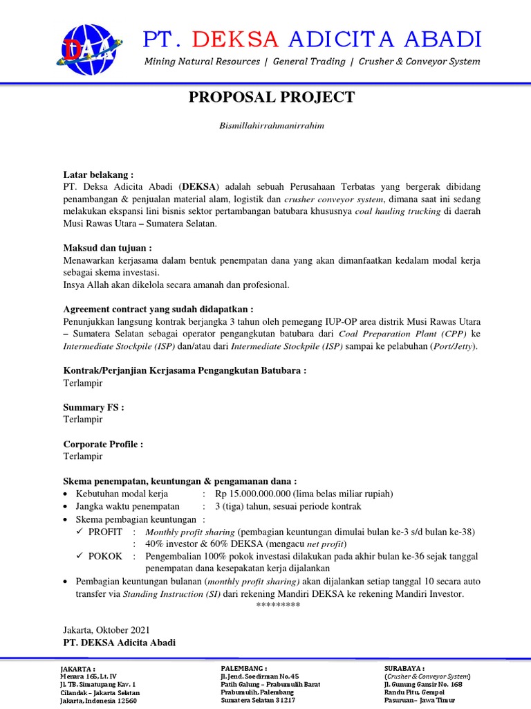 Proposal Coal Hauling - 15M | PDF