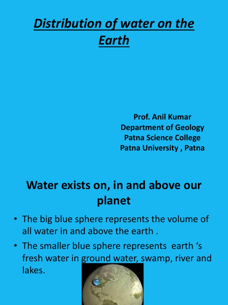 Distribution of Water On The Earth | PDF | Fresh Water | Groundwater