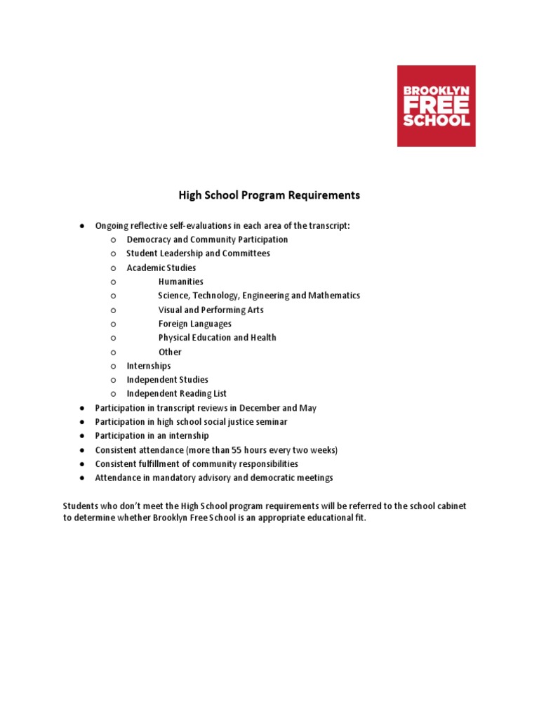 High School Program Requirements | PDF