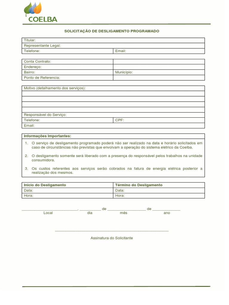 Formulario de Desligamento Programado | PDF