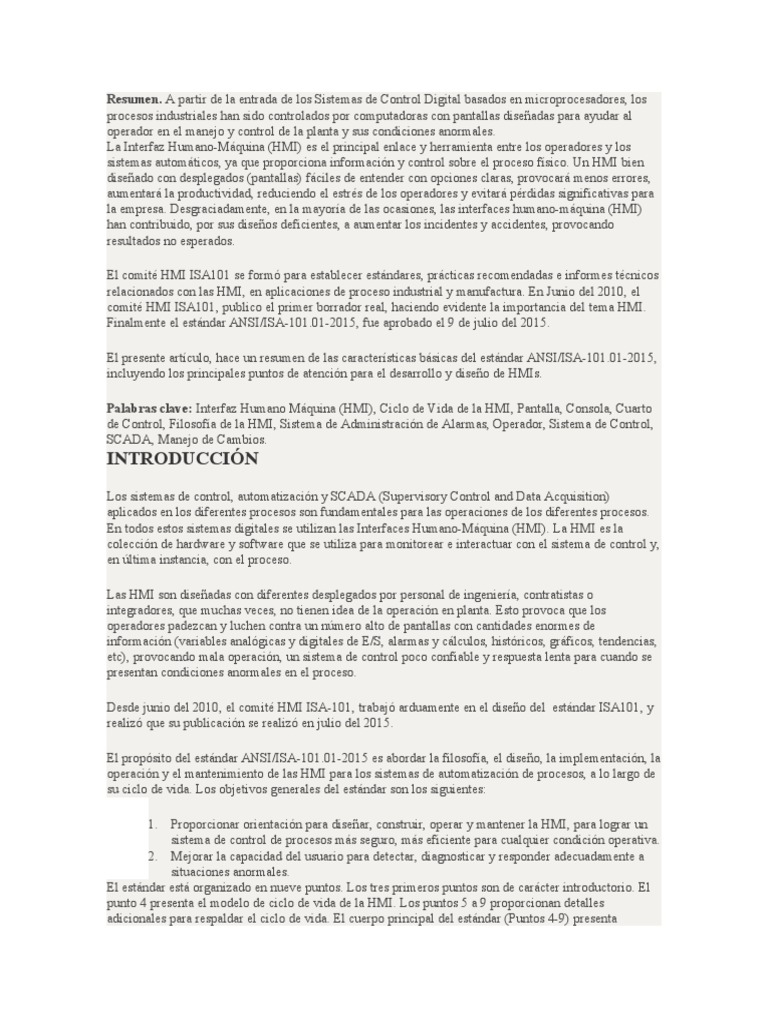 Estándar ANSI/ISA-101.01-2015 HMI | PDF | Software | Scada