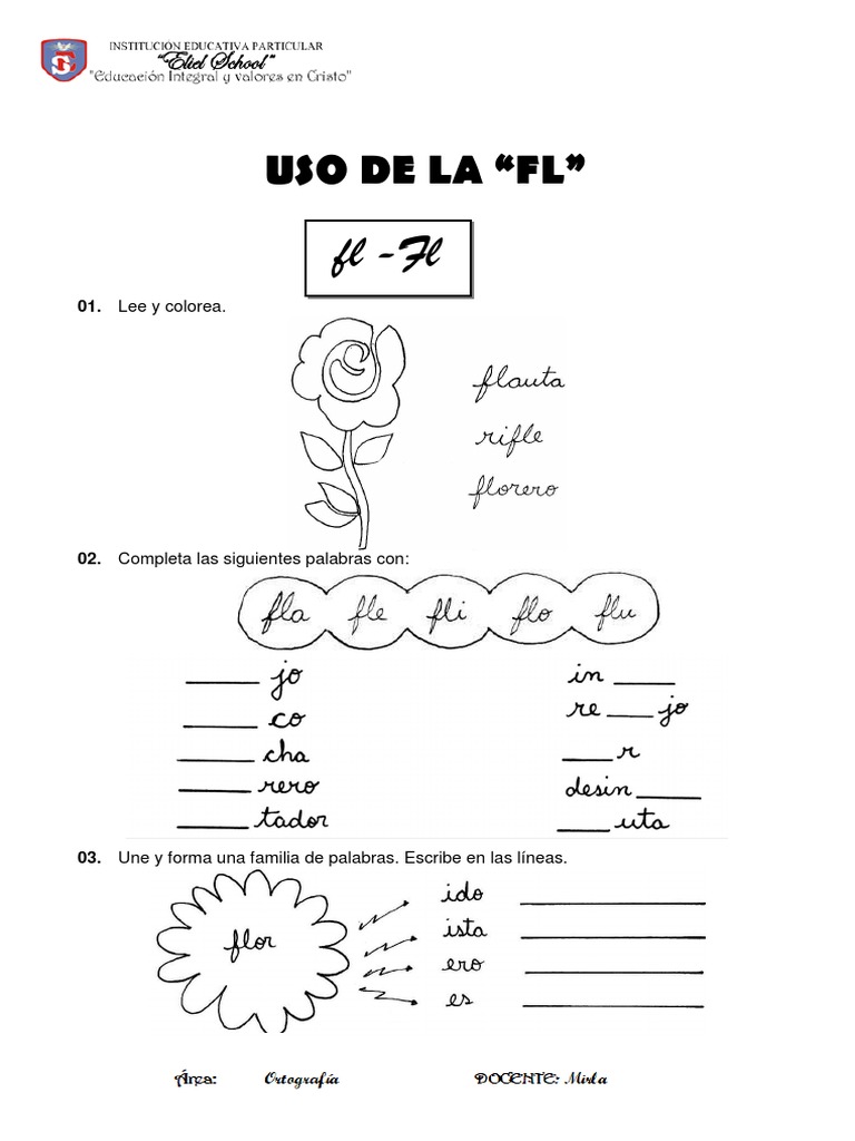 Actividades con la sílaba "FL" | PDF | Estudios de idiomas extranjeros