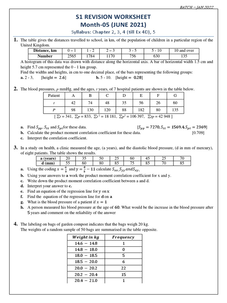 IAL Statistics Revision Worksheet Month 5 | PDF | Quartile ...