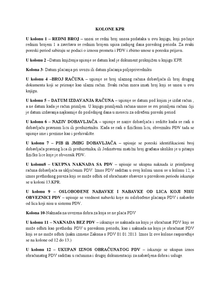 II - KPR - Objašnjeno | PDF
