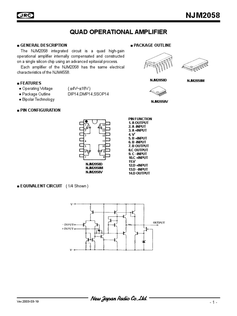 Quad Operational Amplifier | PDF | Operational Amplifier | Amplifier