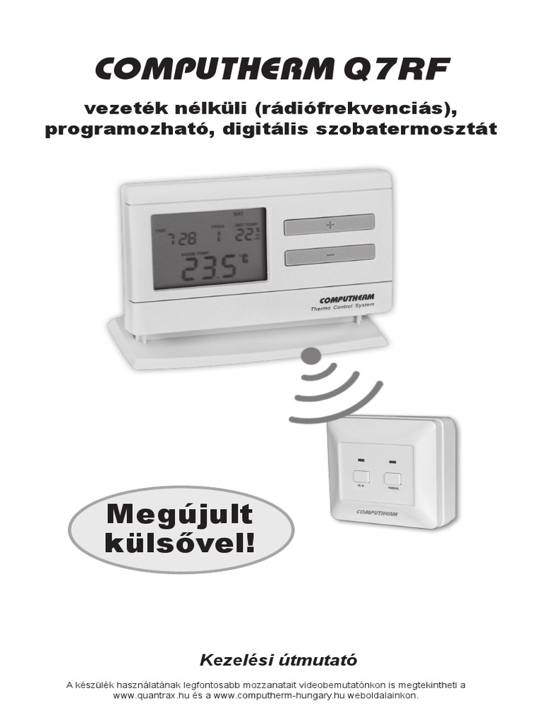 Szobatermosztat - Hasznalati - Utmutato Computherm - q7rf - Digitalis - Programozhato | PDF