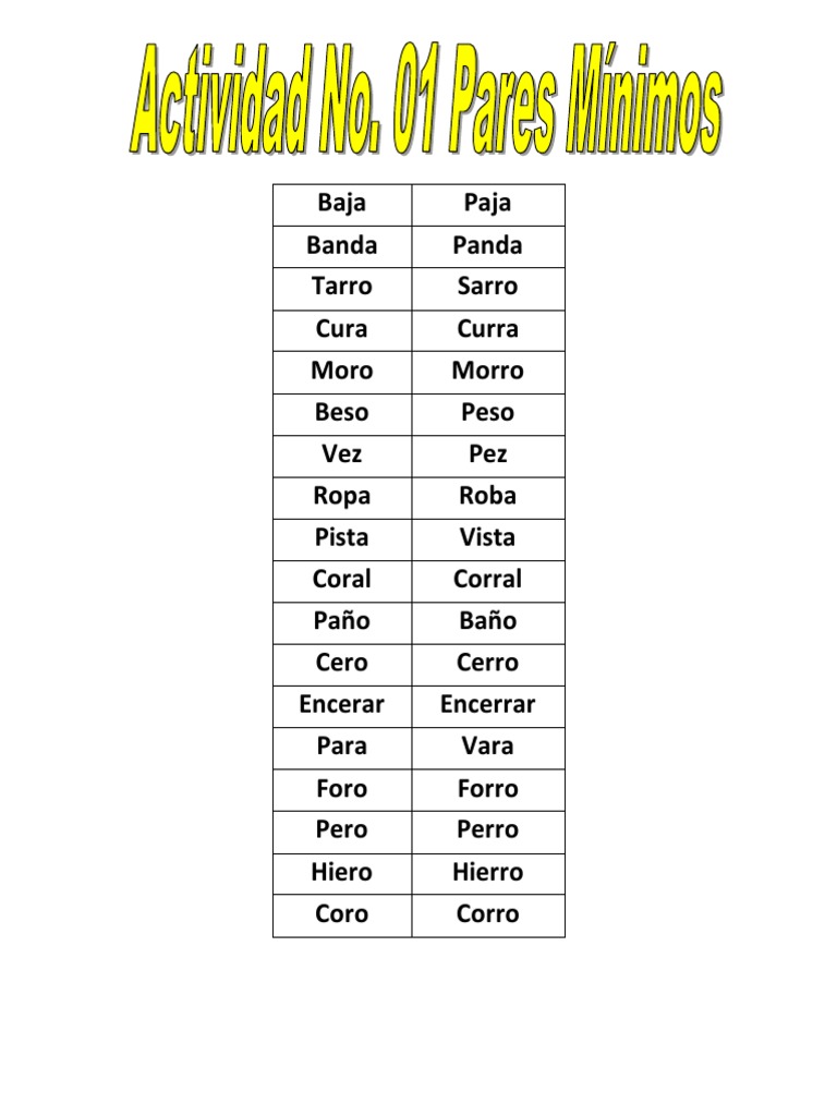 Actividad No. 01 Pares Mínimos | PDF | Libros para adolescentes