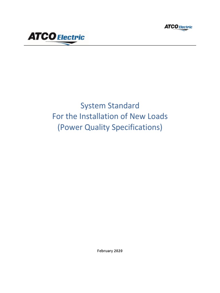 ATCO Electric.2020.System Standard For The Installation of New Loads ...