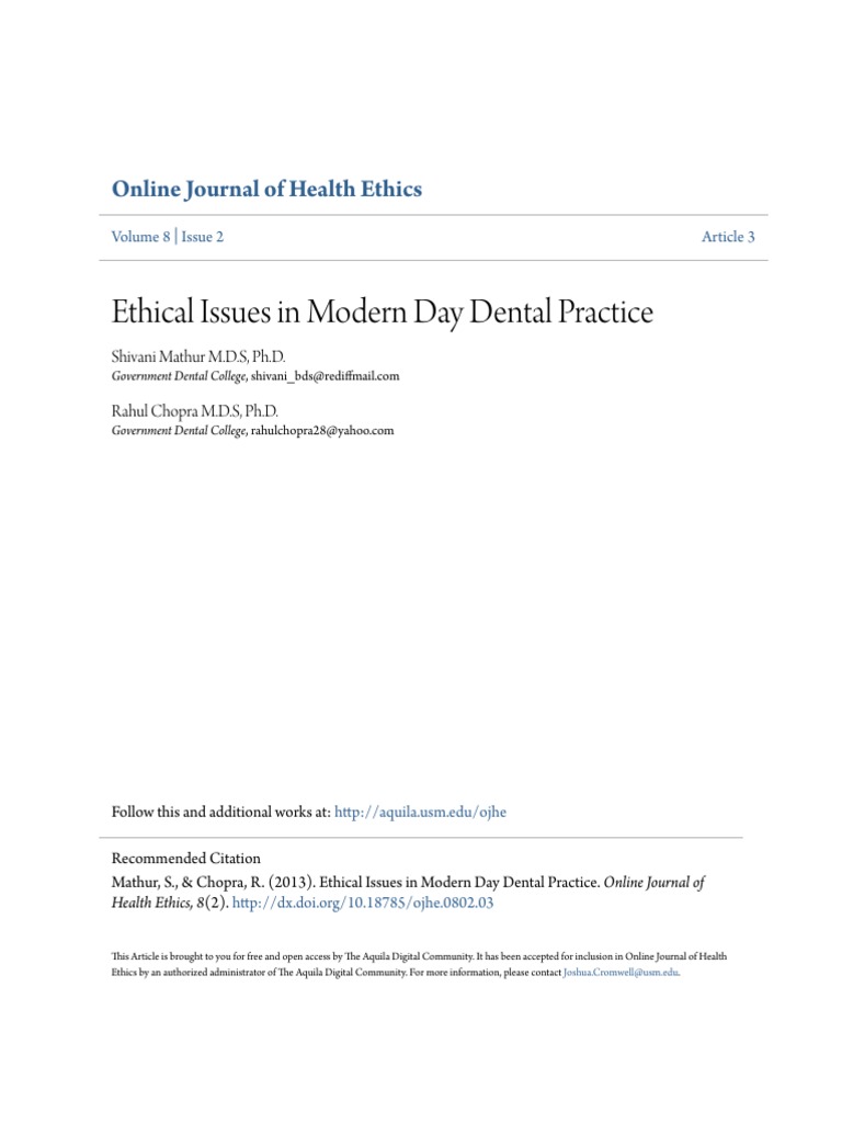 Ethical Issues | Download Free PDF | Autonomy | Dentistry