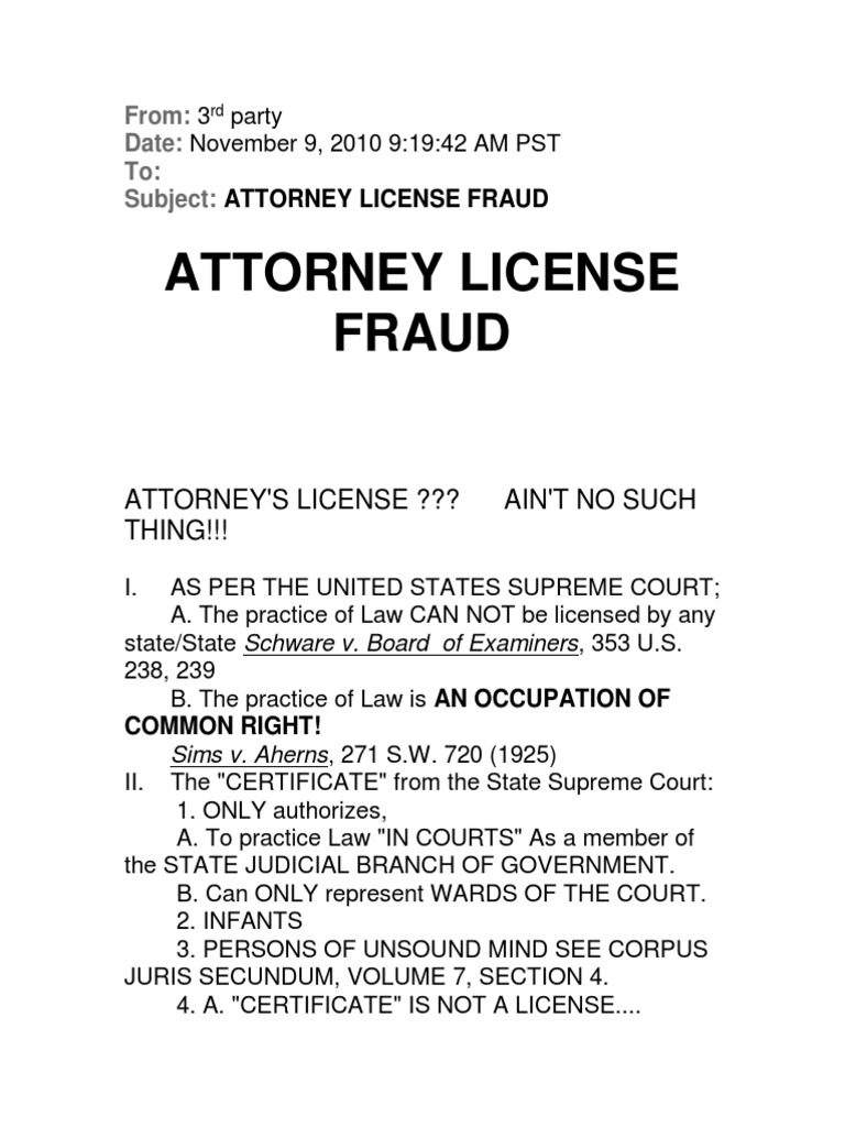 Attorney License Fraud | PDF | Lawyer | Bar Association