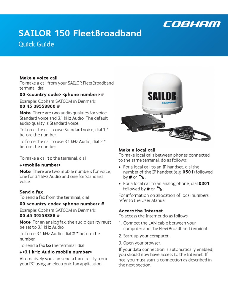 Sailor 150 Fleetbroadband: Quick Guide | PDF | World Wide Web ...