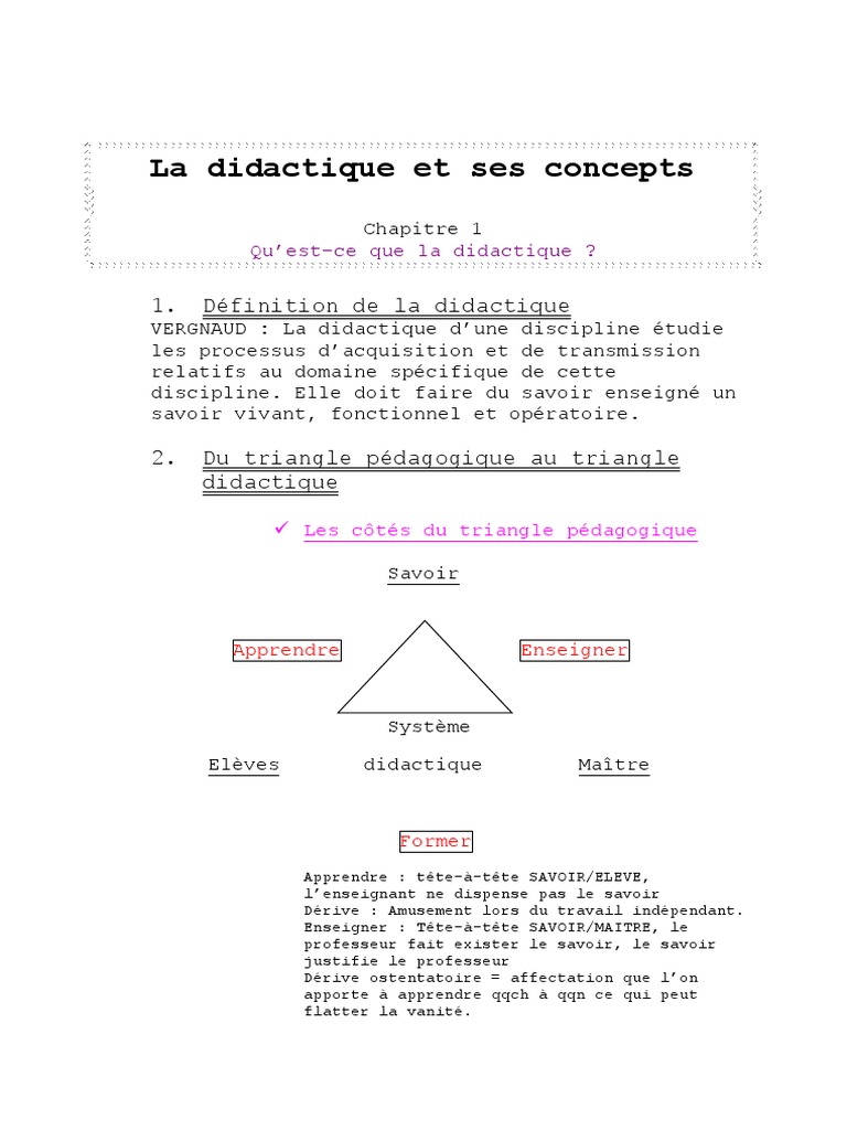 La Didactique Et Ses Concepts | PDF | Pédagogie | Apprentissage