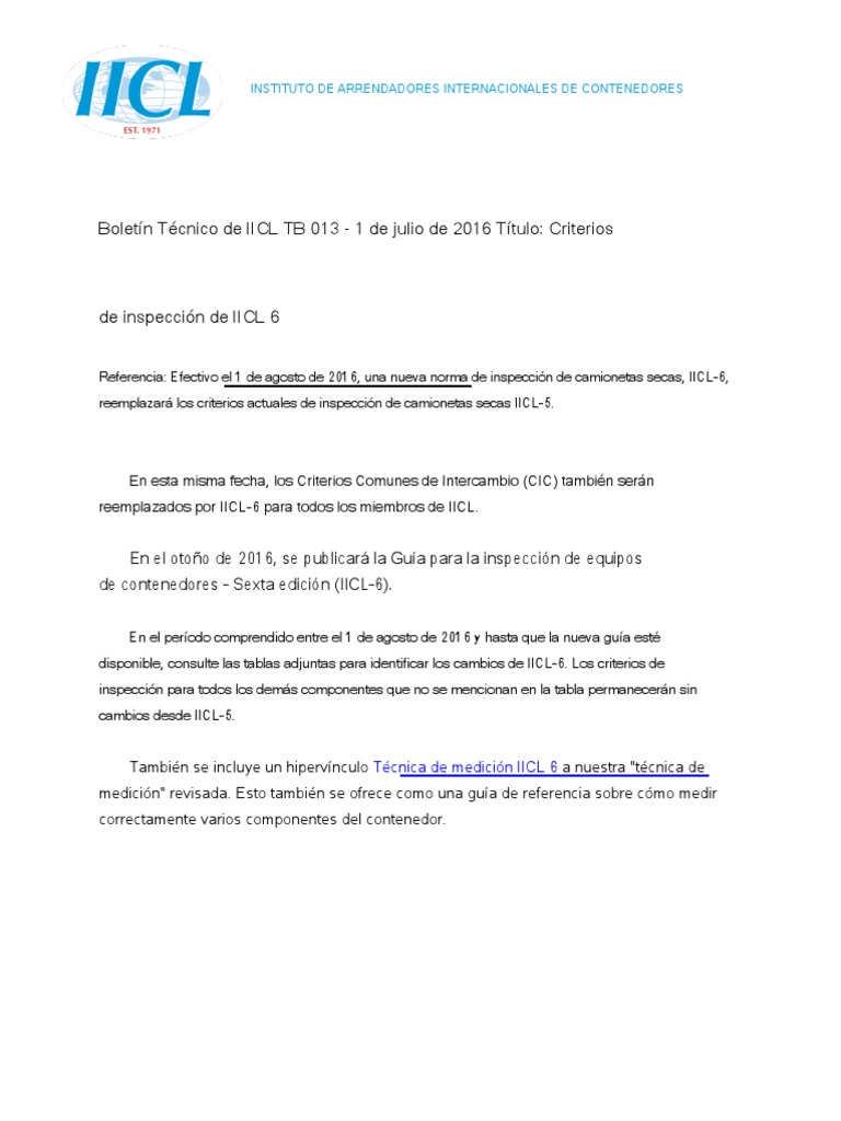 IICL 6 Inspection Criteria For Dry Van Containers - En.es | PDF