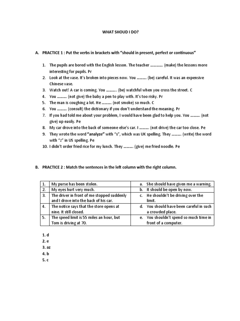 Using of Should 3 | PDF