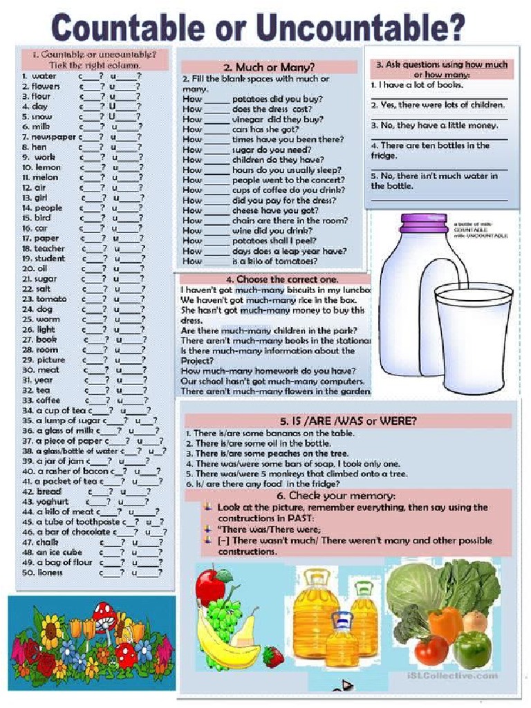 Countable and Uncountable Fun Activities Games Grammar Drills - 15002 | PDF