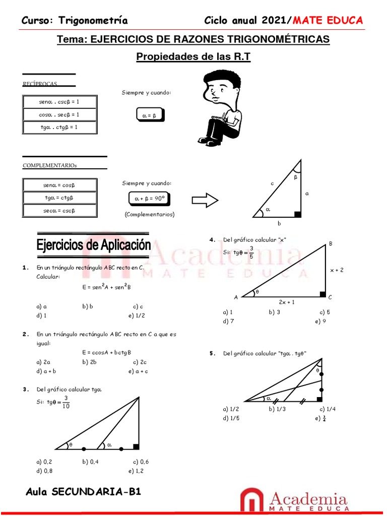 Ejercicios Razones Trigonométricas | PDF | Trigonometría | Geometría ...