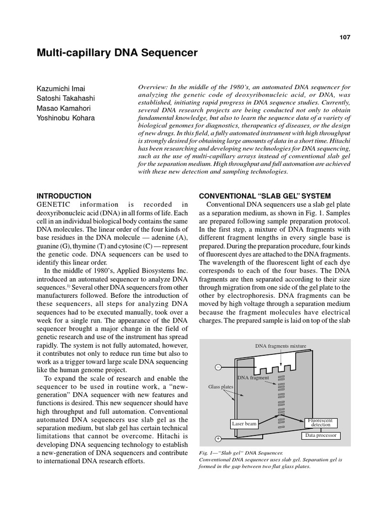 Multi-Capillary DNA Sequencer: Kazumichi Imai Satoshi Takahashi Masao ...
