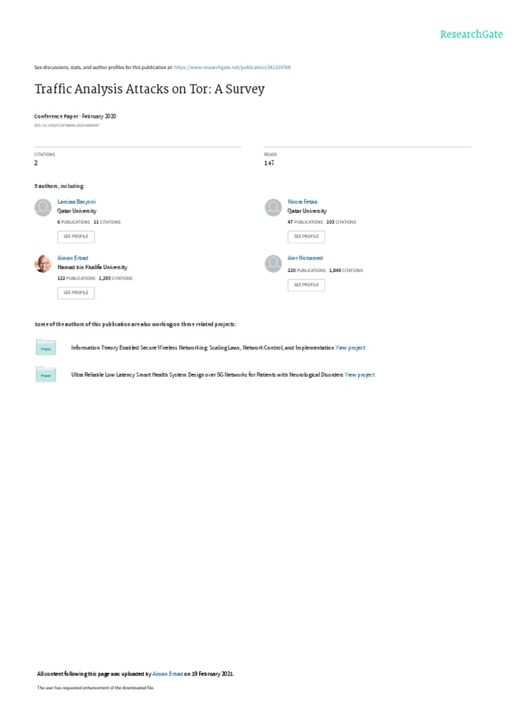 Traffic Analysis Attacks On Tor - A Survey | PDF | Tor (Anonymity ...