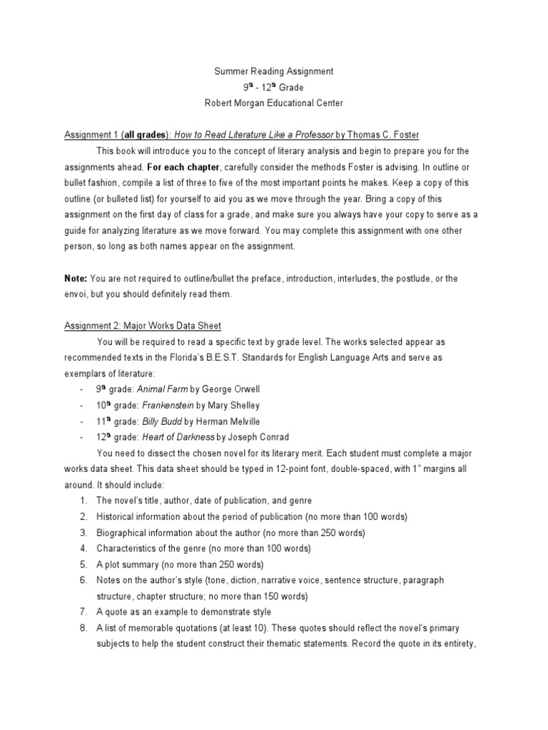 2021 ELA Summer Reading Assignment | PDF | Novels | Narrative