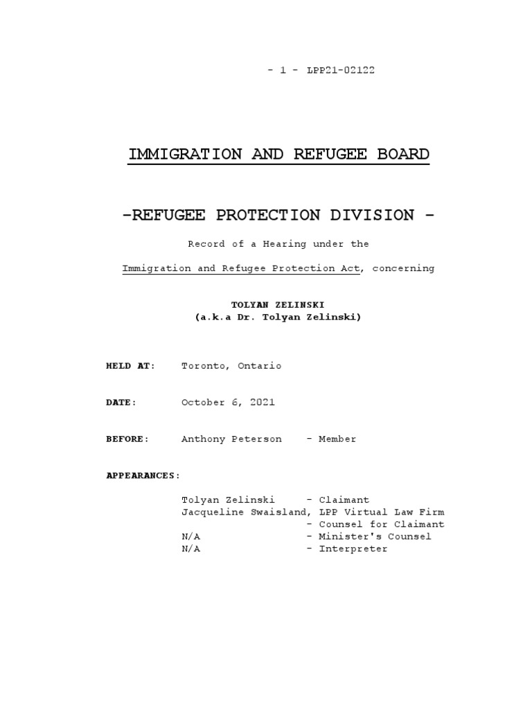 Immigration Hearing Transcript | PDF | Viktor Yanukovych | Ukraine
