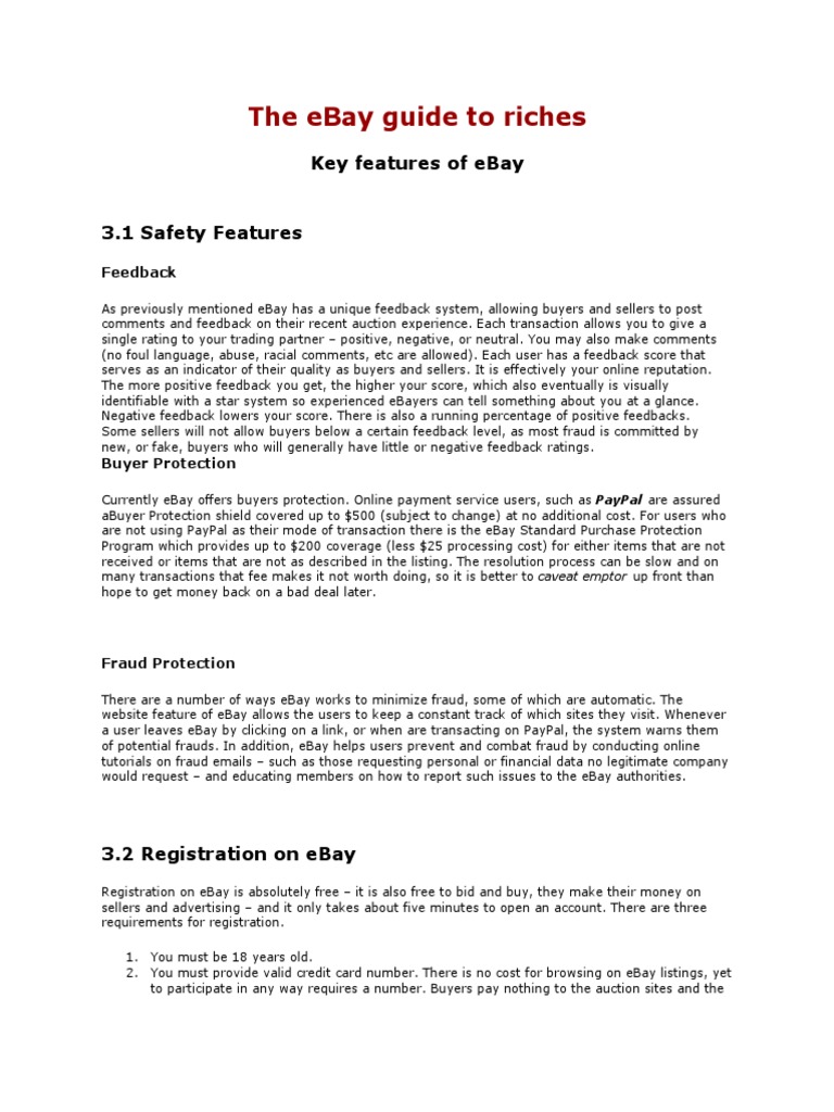 The Ebay Guide To Riches: Key Features of Ebay 3.1 Safety Features ...