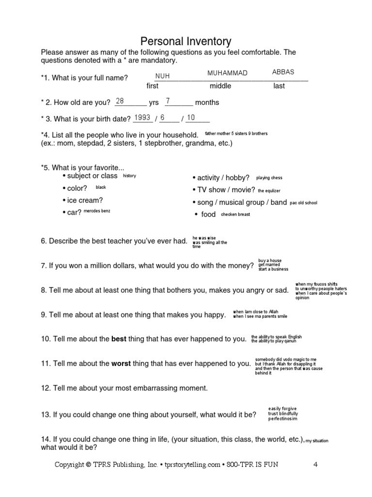 Personal Inventory: NUH Abbas Muhammad | PDF