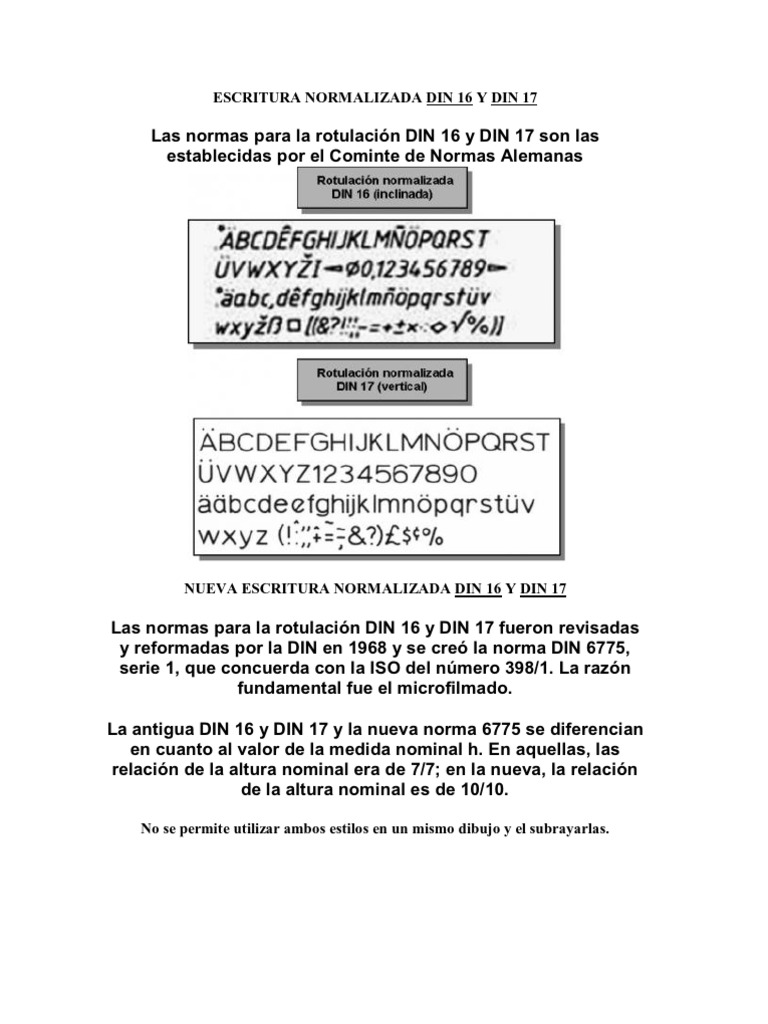 Normas de Rotulación DIN 16 y 17 | PDF | Dibujo | Lápiz