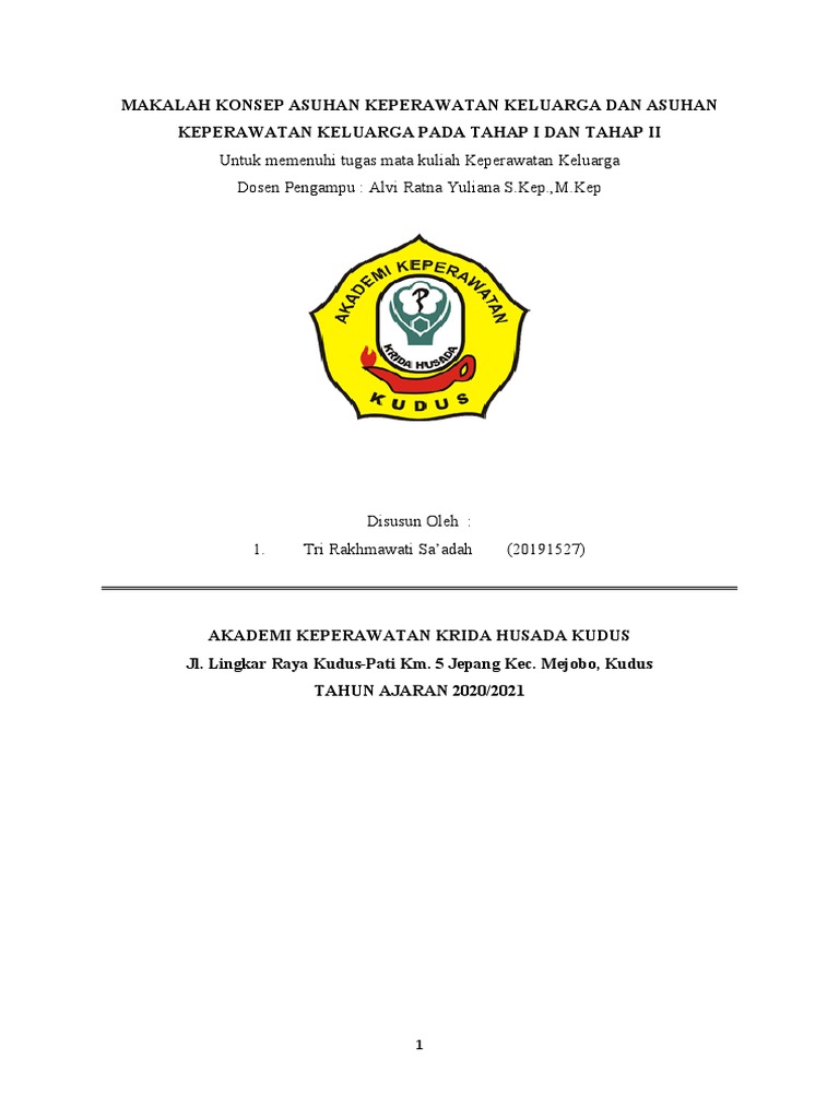 Makalah Konsep Asuhan Keperawatan Keluarga Dan Asuhan Keperawatan Keluarga Pada Tahap I Dan ...