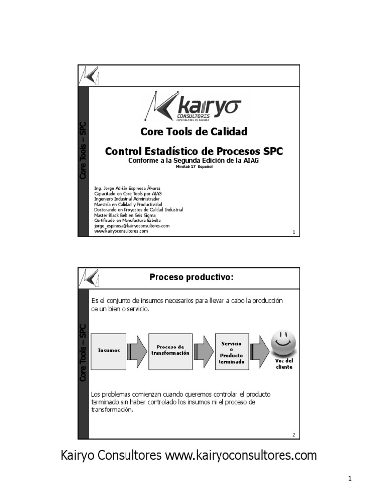 Core Tools de Calidad Control Estadístico de Procesos SPC: Proceso Productivo | PDF | Calidad ...