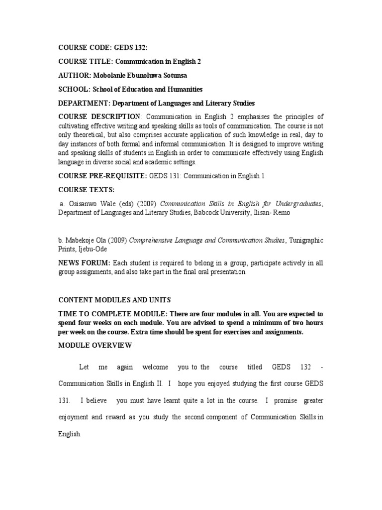 Communication in English II | PDF | Essays | Writers