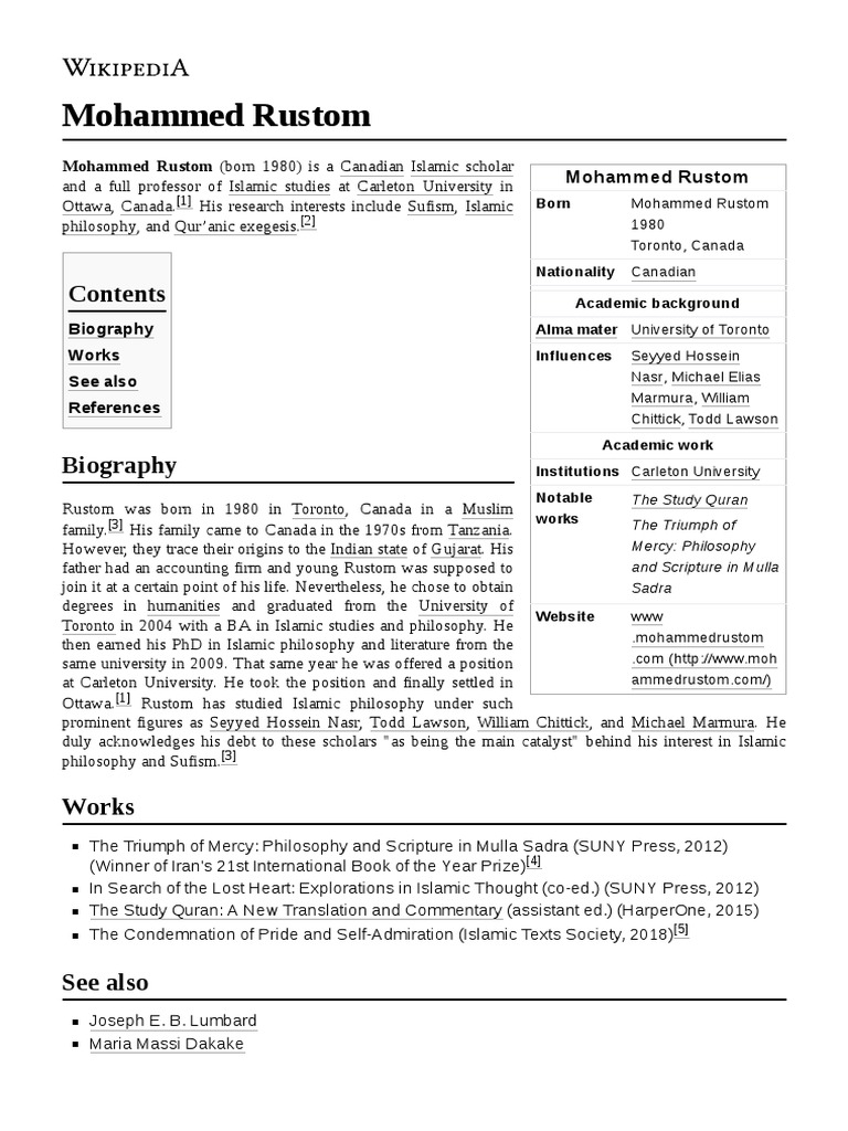 Mohammed Rustom: Mohammed Rustom (Born 1980) Is A Canadian Islamic ...