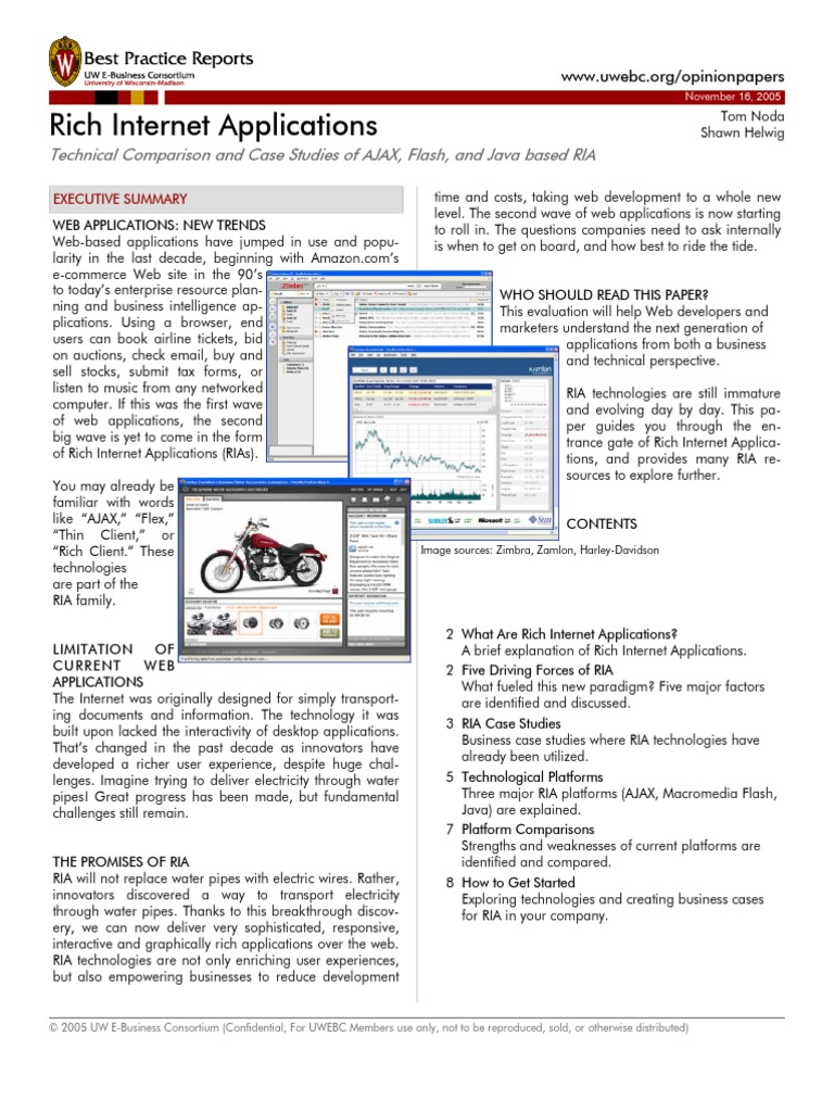 Rich Internet Applications: Technical Comparison and Case Studies of AJAX, Flash, and Java Based ...