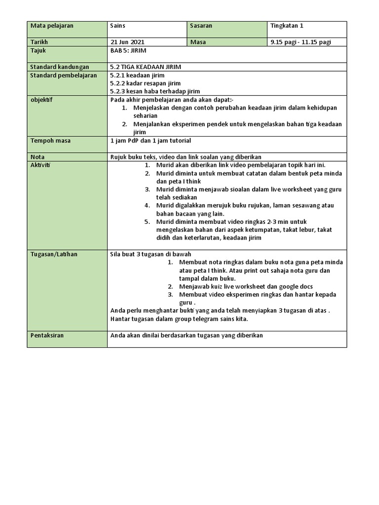 Modul Sains 1 Jirim 5 | PDF