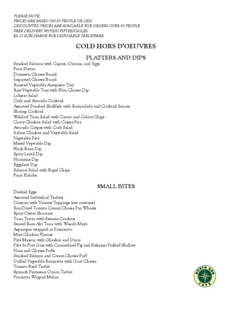 Catering Menu | PDF | Condiments | European Cuisine