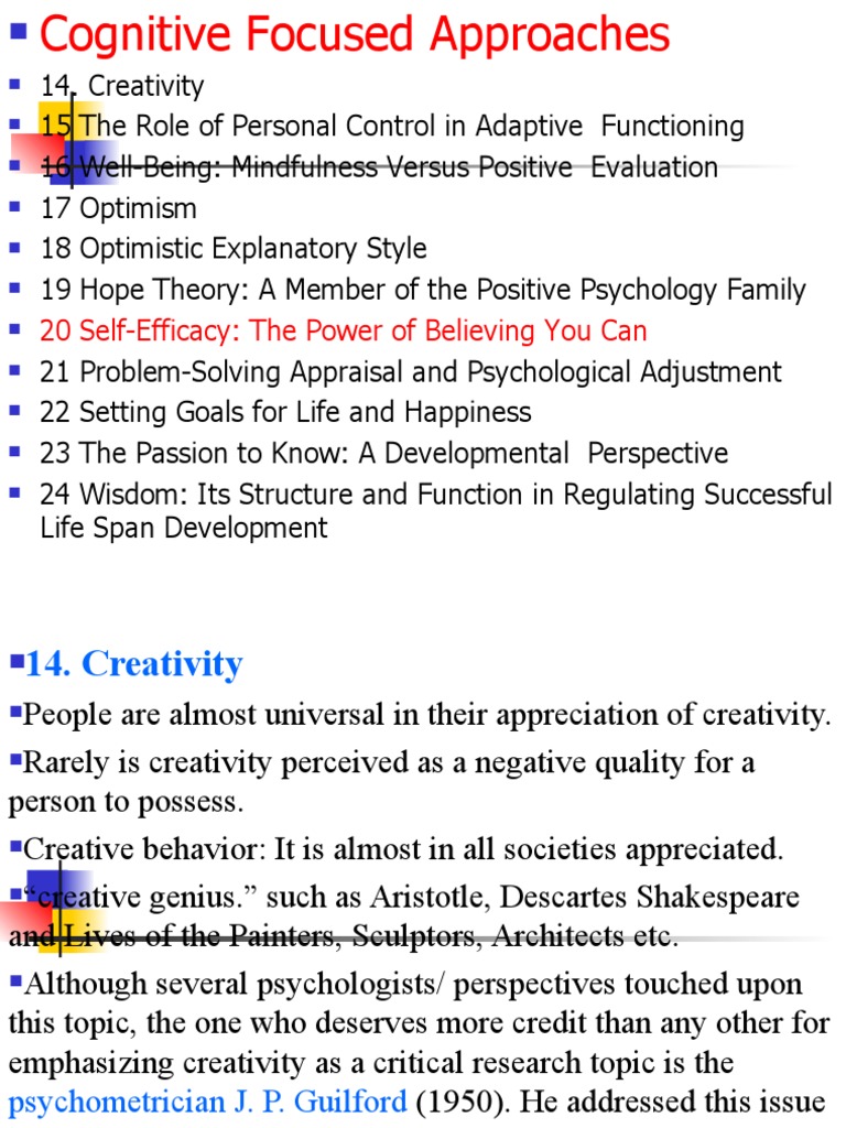 2010 Cognitive Focused Approaches | PDF | Optimism | Wisdom