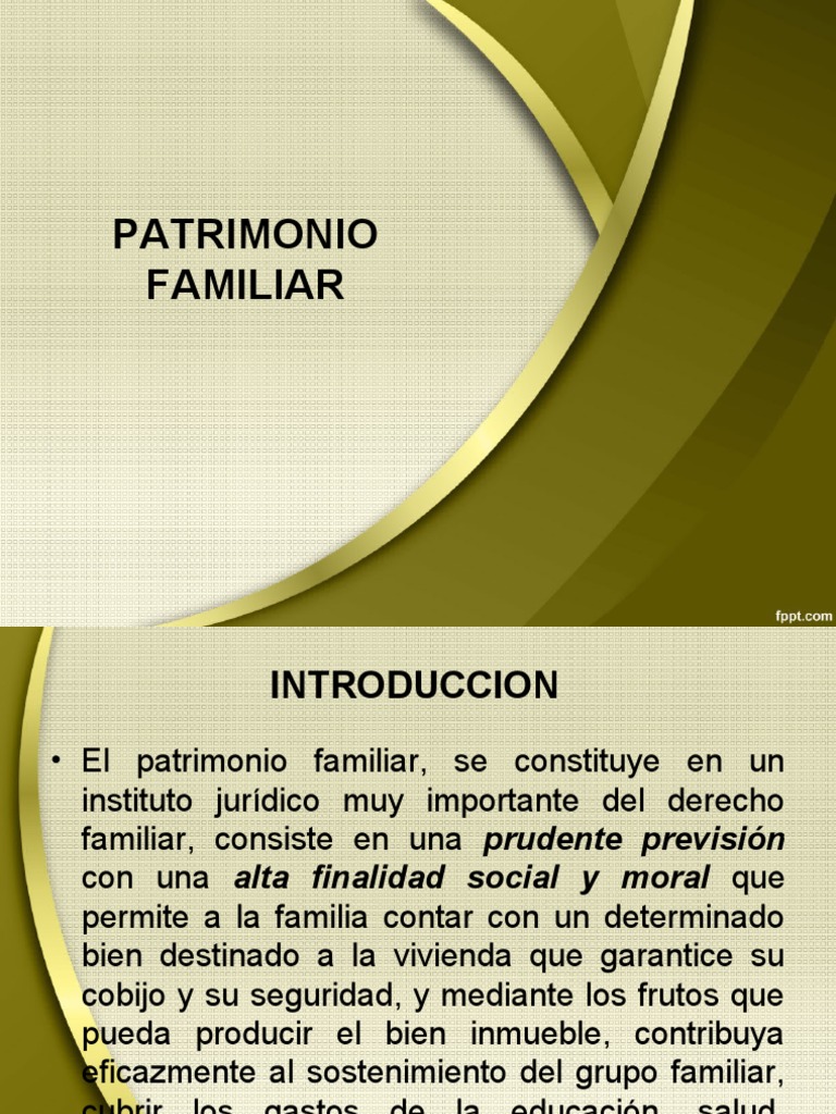 6ta. SESION PATRIMONIO FAMILIAR | PDF | Bienes (Ley) | Dominio eminente